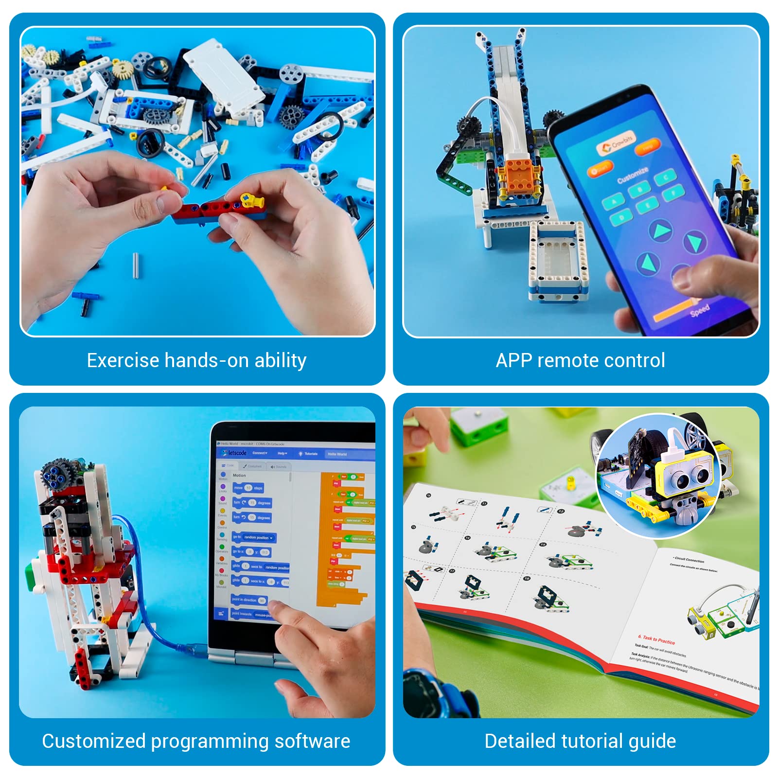 Programming Kit Compatible with Micro:bit, 12-in-1 Kids Graphics Programming, Robot Toy for Learning Code, Magnetic Electronic Module, Crowbits Inventor Kit (Micro:bit Not Included)