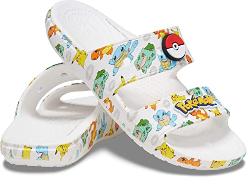 Crocs Unisex Classic Pikachu Sandals, Pokemon Shoes Slide, White/Multi, Numeric_8 US Men