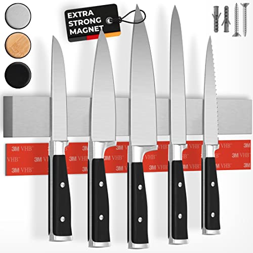 Cucino Magnetic Knife Strip Adhesive - No Drilling 16 Inch Stainless Steel Magnetic Knife Holder for Wall