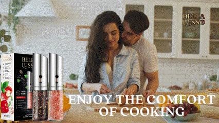 Gravity Electric Salt & Pepper Grinder Set - Adjustable Coarseness - Rechargeable Battery Powered - Refillable Glass Jars - Automatic Operation One Hand Spice Mill - Stainless Steel Kitchen Gadget