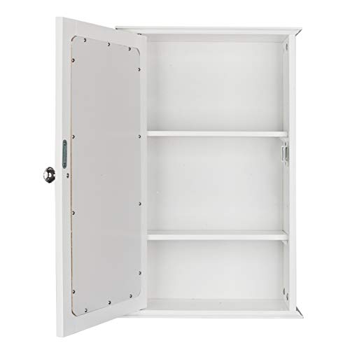 Road Ahead -Wall Mounted Wall Cabinet,One-Mirror Door Wall Cabinet, Medicine Cupboard, Bathroom Wall Cabinet, Over The Toilet Space Saver, Medicine Cabinet Adjustable Shelves, Cupboard (White)