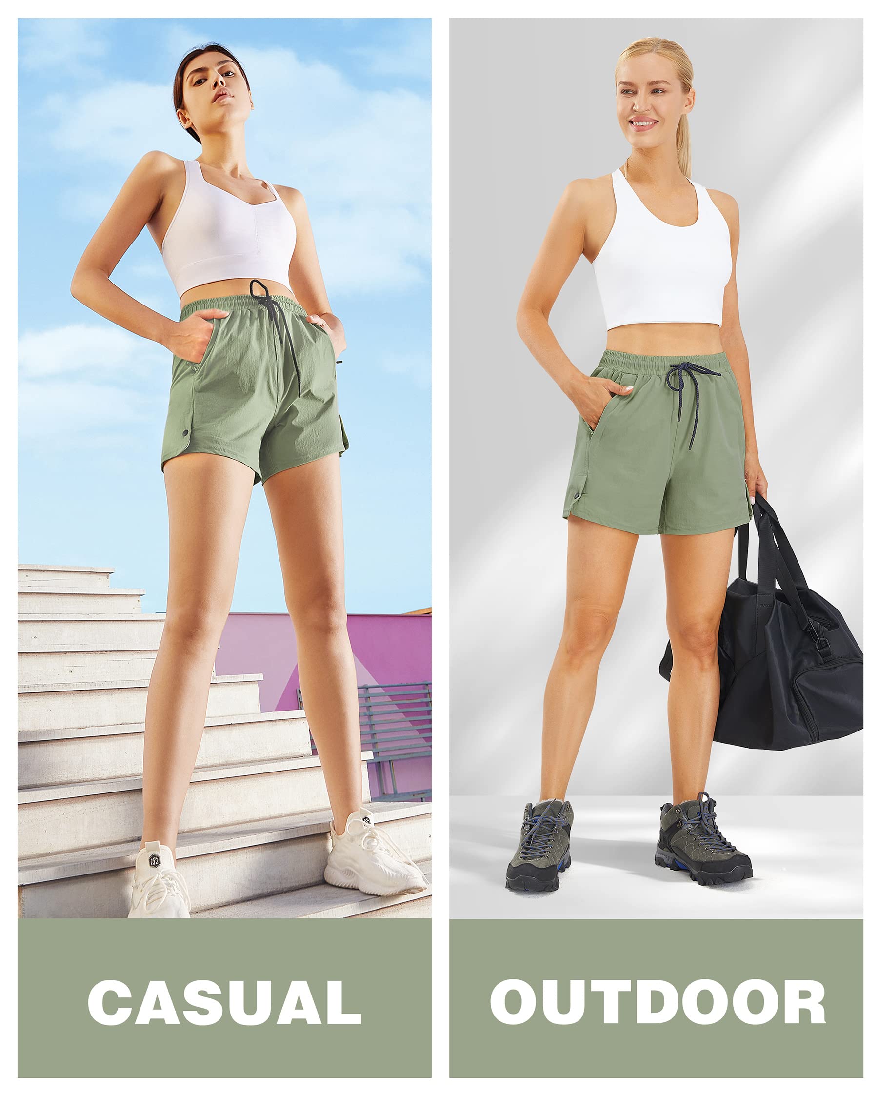AFITNE Women's Hiking Shorts Quick Dry Lightweight Golf Active Water Shorts with Pockets for Work Outdoor Camping Fishing Sage Green M