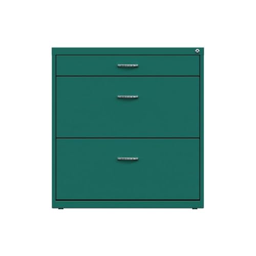 Space Solutions 30" W Metal 3 Drawer Home Office Lateral File Cabinet Teal, Fully Assembled