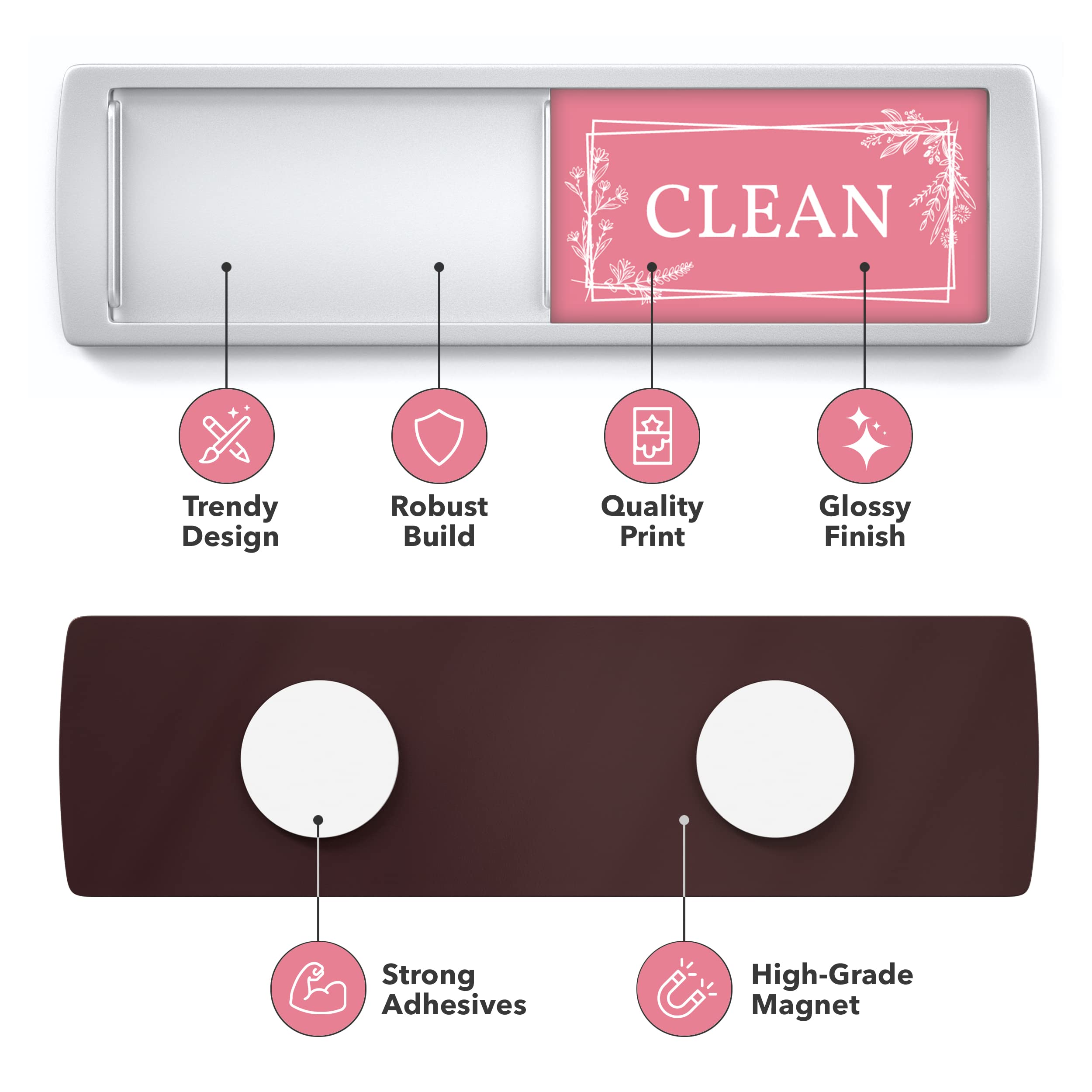 Stylish Dishwasher Magnet Clean Dirty Sign - 2 by 7 Inch - Ideal Clean Dirty Magnet for Dishwasher - Kitchen Organizer and Gadget - Nice Office, Home Farmhouse Decor - Dirty Clean Dishwasher Magnet