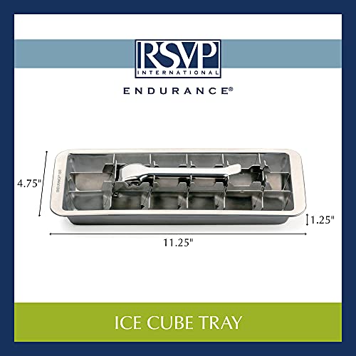RSVP International Endurance® Vintage Inspired Ice Cube Tray, 11" | Retro Design for Bars & Kitchens | Levers Remove Cubes | Heavy Duty Stainless Steel | Dishwasher Safe