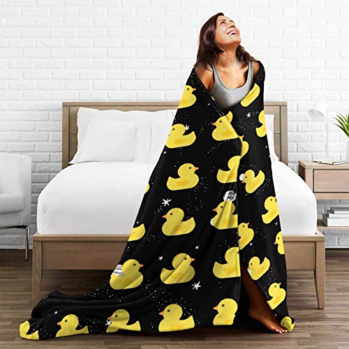 Funny Cute Yellow Cartoon Ducks Super Soft Fleece Flannel Big Blankets,Lightweight Comfort Throw Bedspread Quilt Moving Cover for Picnic Couch Sofa Large 80"x60"(Queen) Adults