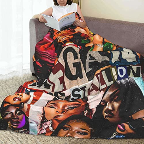 RobertDTesta Stylish Throw Lightweight Blanket 50''x40'' Summer Quilt Micro Fleece Blanket Flannel Throw Blanket Thee Stallion Megan Throw Blanket for Bed, Black