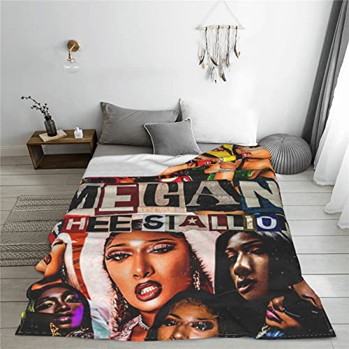 RobertDTesta Stylish Throw Lightweight Blanket 50''x40'' Summer Quilt Micro Fleece Blanket Flannel Throw Blanket Thee Stallion Megan Throw Blanket for Bed, Black