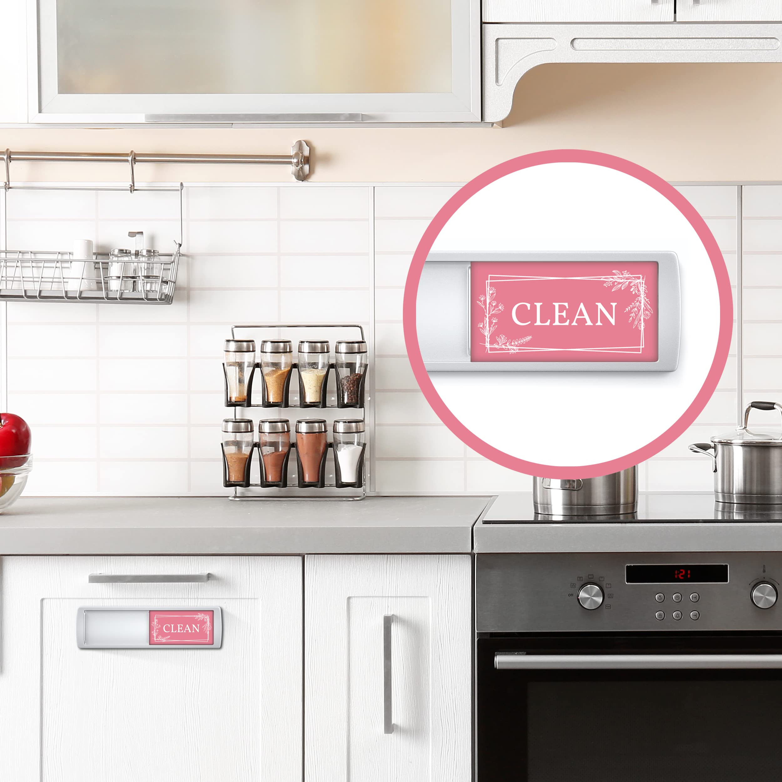 Stylish Dishwasher Magnet Clean Dirty Sign - 2 by 7 Inch - Ideal Clean Dirty Magnet for Dishwasher - Kitchen Organizer and Gadget - Nice Office, Home Farmhouse Decor - Dirty Clean Dishwasher Magnet