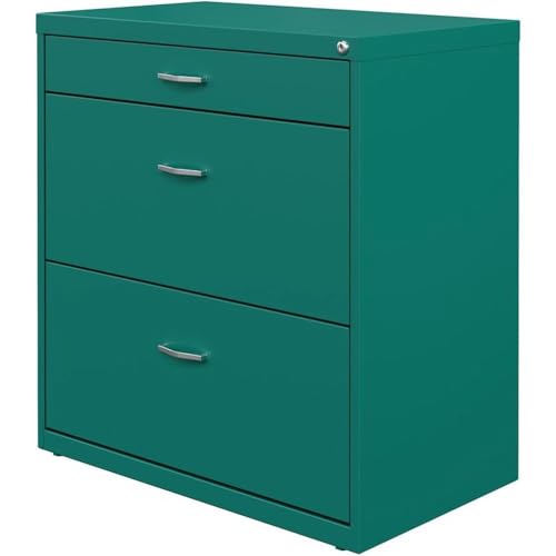 Space Solutions 30" W Metal 3 Drawer Home Office Lateral File Cabinet Teal, Fully Assembled