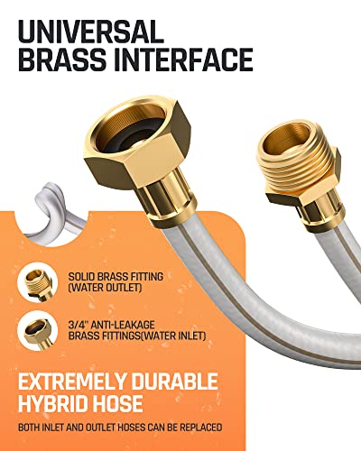 FIILPOW 1/2 Inch 100 FT Retractable Garden Hose Reel, Slow & Safe Return System, Water Hose Reel with Brass Connector, Double Lock Design, 8 Patterns Nozzle, 180° Swivel for Garden Watering