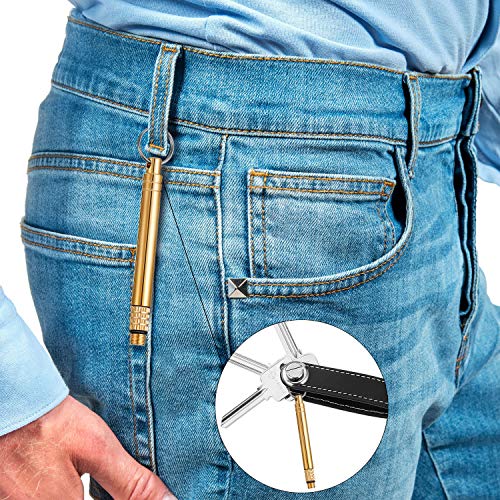 5 Pieces Portable Titanium Toothpicks Pocket Toothpicks Keychain Brass with Metal Toothpick Holder for Outdoor Picnic Camping Accessories