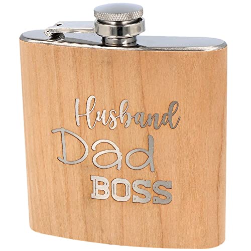 Spruchreif | Engraved Stainless Steel Flask | Wooden Flask | Alcohol Flask | Father's Day Gift | Best Dad | Funny Gift Dad | Husband Dad Boss