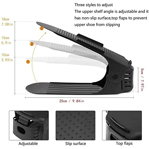 WWDZ Adjustable Shoe Stacker 1 Pcs Shoe Slots Organizer Shoe Slots Space Saver Double Shoe Adjustable Durable Deck Shoe Rack