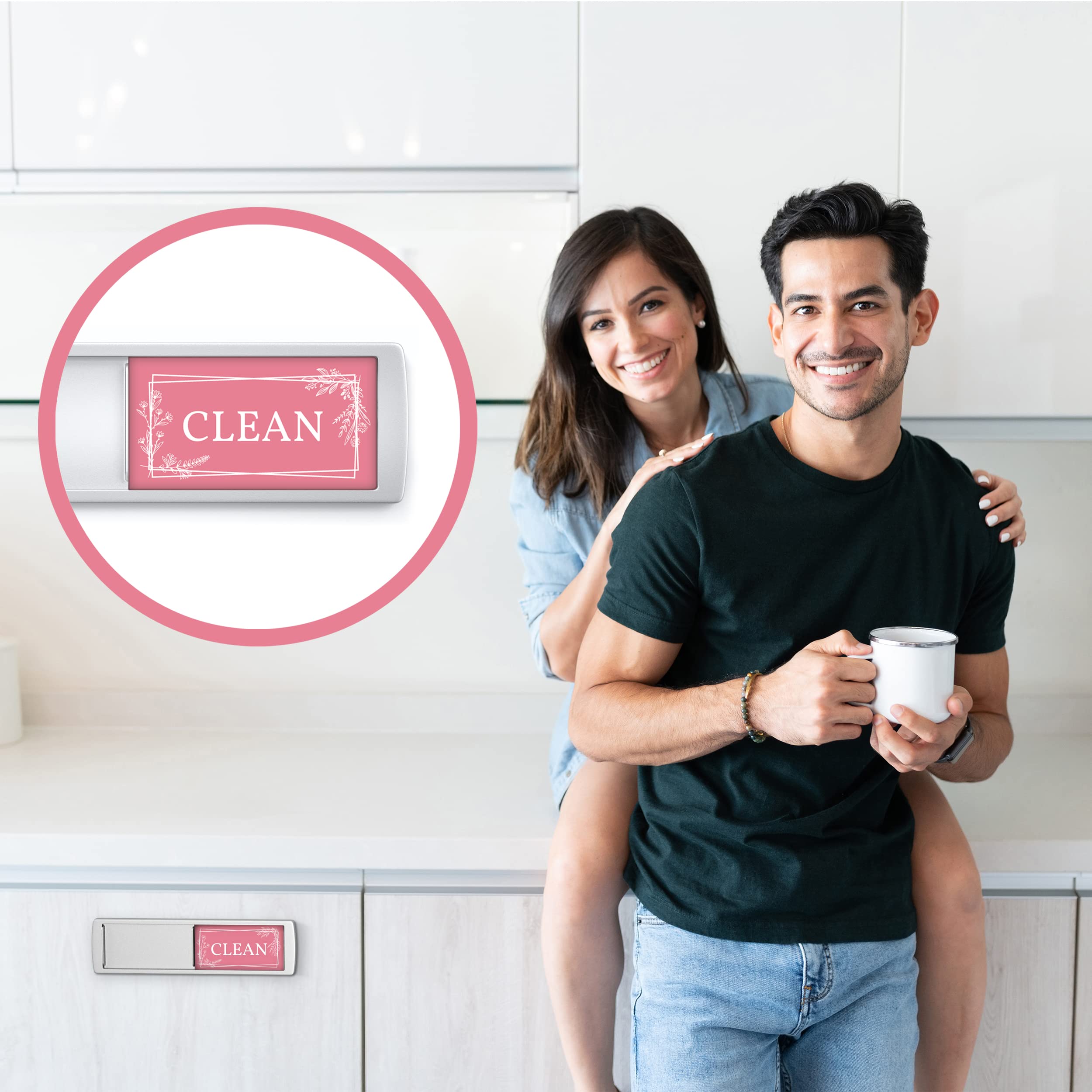 Stylish Dishwasher Magnet Clean Dirty Sign - 2 by 7 Inch - Ideal Clean Dirty Magnet for Dishwasher - Kitchen Organizer and Gadget - Nice Office, Home Farmhouse Decor - Dirty Clean Dishwasher Magnet