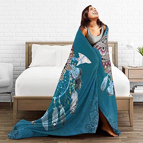 Throw Blanket Super Soft Comfy Micro Fleece Fuzzy Blanket Decorative Blanket for Bed Couch Chair Living Room Bohemian Owl Dream Catcher(50"×40")
