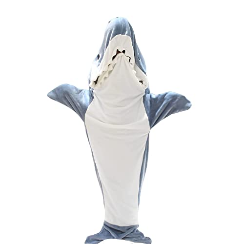 Shark Blanket, Shark Wearable Blanket Adult, Shark Blanket Super Soft Cozy Flannel Hoodie (Large(74.8 * 35.43IN))