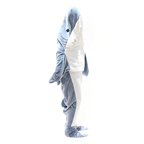 Shark Blanket, Shark Wearable Blanket Adult, Shark Blanket Super Soft Cozy Flannel Hoodie (Large(74.8 * 35.43IN))