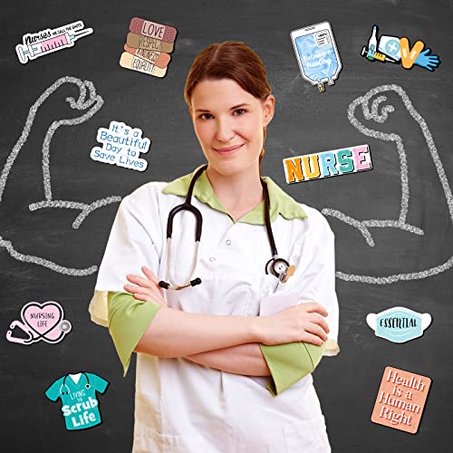12 Pieces Nurse Refrigerator Magnets Nursing Magnetic Stickers Nursing Stickers Funny Nursing School Essentials Medical Nursing Student Stickers Magnetic Nurse Decal for Refrigerator Laptops Locker