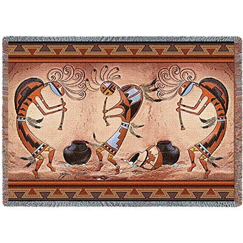 Pure Country Weavers Kokopelli Pot Dance Blanket by Roger Kull - Southwest Art - Gift Tapestry Throw Woven from Cotton - Made in The USA (72x54)