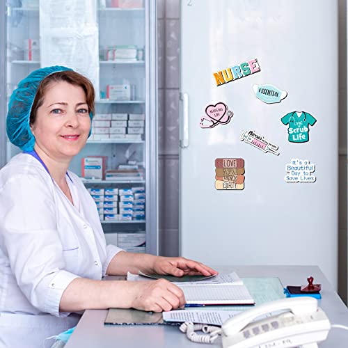12 Pieces Nurse Refrigerator Magnets Nursing Magnetic Stickers Nursing Stickers Funny Nursing School Essentials Medical Nursing Student Stickers Magnetic Nurse Decal for Refrigerator Laptops Locker