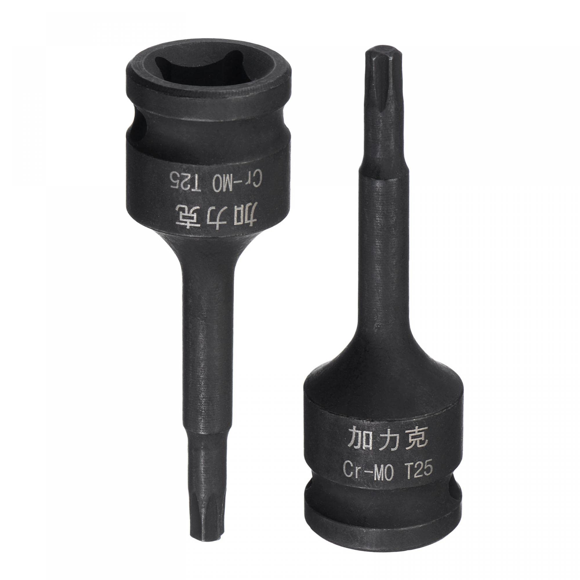 uxcell T25 Impact Torx Bit Socket, 3/8" Square Drive 60mm Length CR-MO Metric Sizes