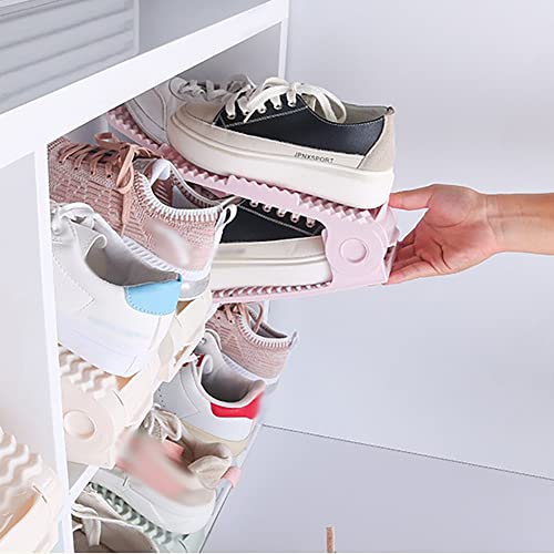 ZANBANG Shoe Organizer with Double Decker Storage for Closet,10 Pack Adjustable Shoe Slots Organizer ZML-284 (Black)