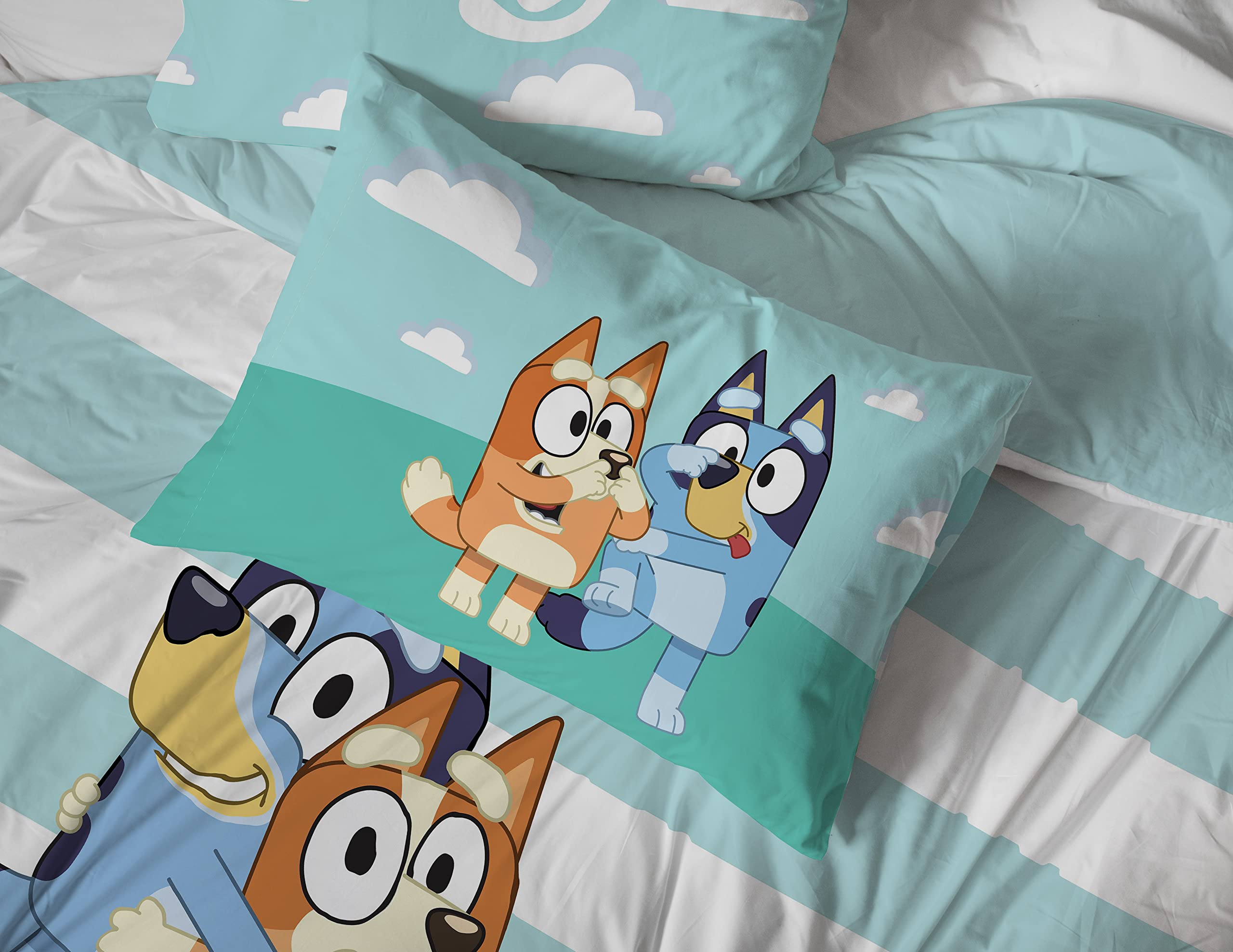 Jay Franco Bluey & Bingo 7 Piece Full Size Bed Set - Includes Comforter & Sheet Set - Super Soft Kids Bedding Fade Resistant Microfiber (Official Bluey Product)