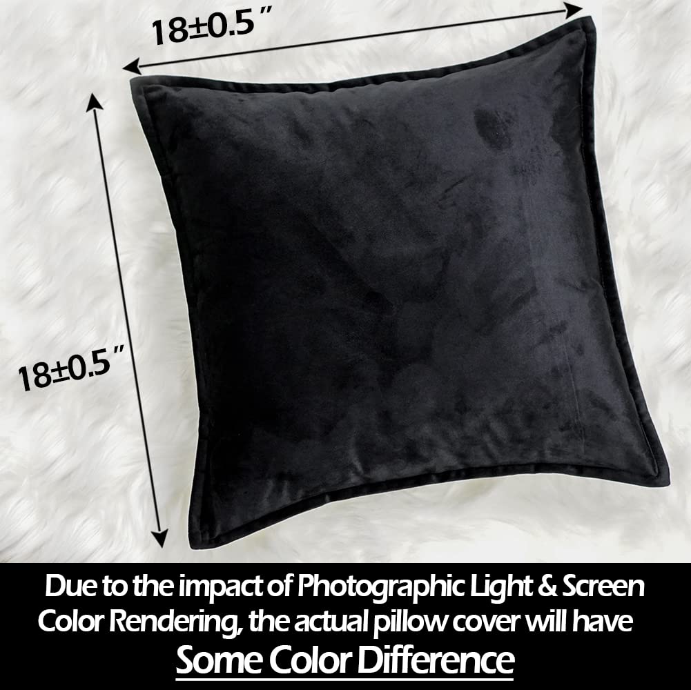 CARRIE HOME Black Velvet Throw Pillow Covers 18x18 Set of 2 Super Soft Black Pillows Decorative Throw Pillows for Couch Sofa and Living Room
