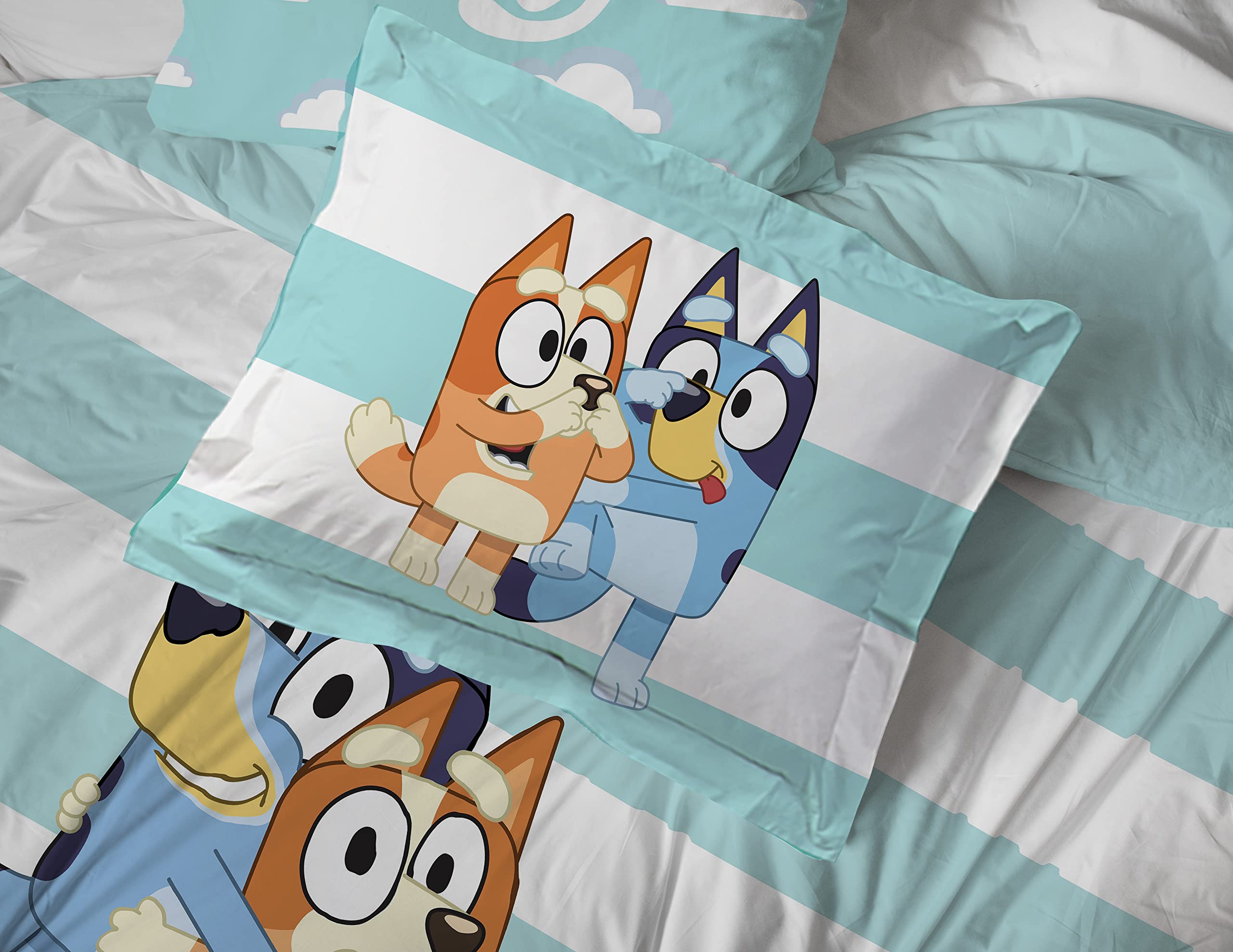 Jay Franco Bluey & Bingo 7 Piece Full Size Bed Set - Includes Comforter & Sheet Set - Super Soft Kids Bedding Fade Resistant Microfiber (Official Bluey Product)