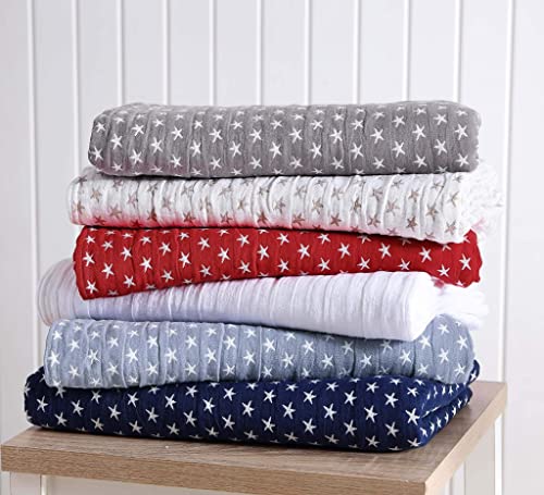 Sterling Creek Dawson Star Muslin Cotton Blanket Three Layers Lightweight Breathable Gauzy Blanket for Adults, All Season (Throw, Navy)