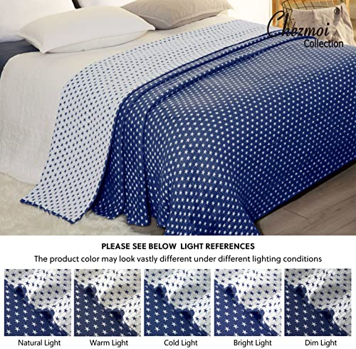 Sterling Creek Dawson Star Muslin Cotton Blanket Three Layers Lightweight Breathable Gauzy Blanket for Adults, All Season (Throw, Navy)