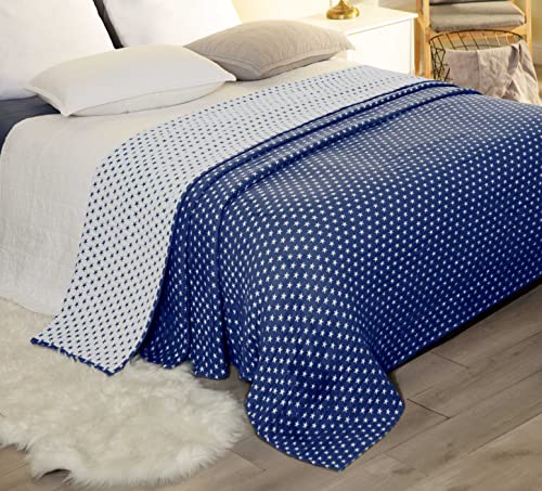 Sterling Creek Dawson Star Muslin Cotton Blanket Three Layers Lightweight Breathable Gauzy Blanket for Adults, All Season (Throw, Navy)