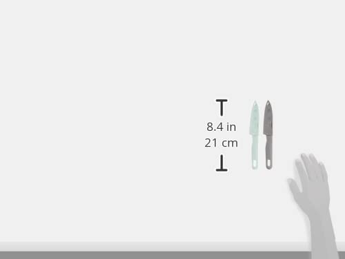 Tovolo Paring Knives Set of 2 (Mint / Gray) - Essential Small Knife Set for Cooking, Peeling, Slicing, & Precise Jobs / Includes Blade Covers for Safe Storage & Travel