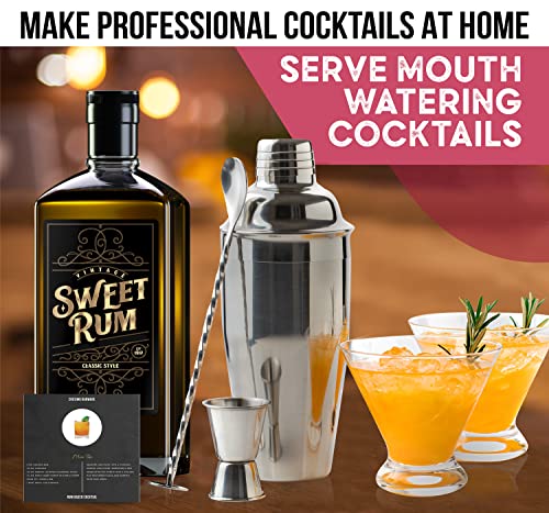 24oz Cocktail Shaker Set Bartender Kit with 2 Stemless Martini Glasses - The Perfect Mixology Home Bar Set Gift - Large Drink Mixer and Bar Accessories: Jigger, Bar Spoon and Martini Glasses - Cresimo