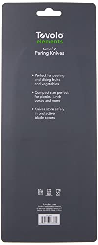 Tovolo Paring Knives Set of 2 (Mint / Gray) - Essential Small Knife Set for Cooking, Peeling, Slicing, & Precise Jobs / Includes Blade Covers for Safe Storage & Travel