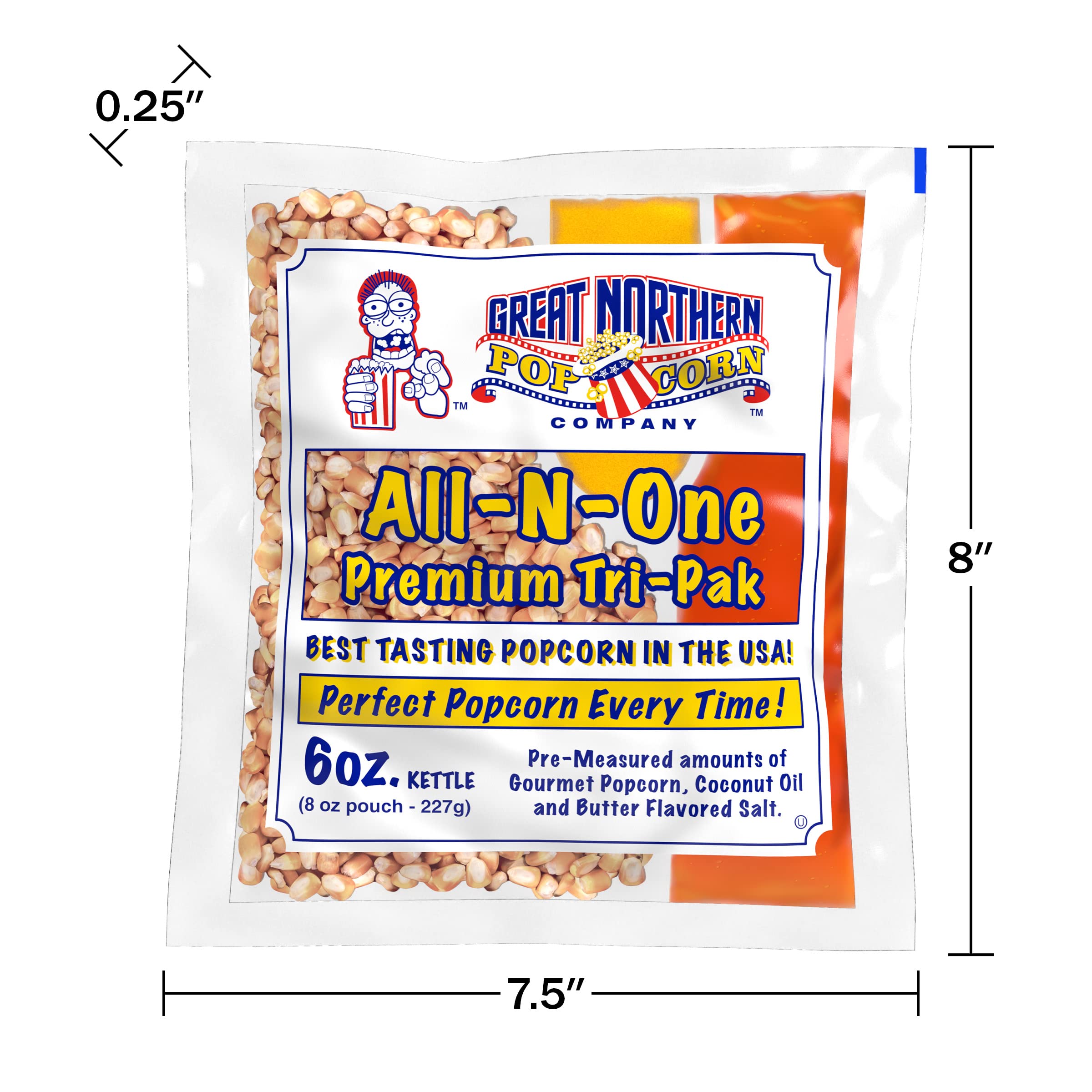 6 oz Popcorn Packs – Pre-Measured, Movie Theater Style, All-in-One Kernel, Salt, Oil Packets for Popcorn Machines by Great Northern Popcorn (40 Case)