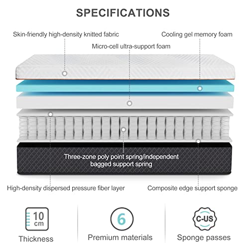 Molblly Full Mattress, Hybrid 12 inch Full Size Mattresse in a Box with Gel Memory Foam & Individually Pocket Coils, Motion Isolation Bed Mattress Full Size 54"*75"*12"