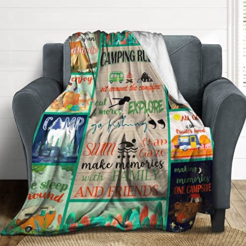 Firiseroh Camp Life Throw Blanket Flannel Soft for Bedroom Sofa Travelling Camping for Kids Adults