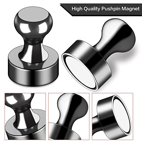 12Pcs Black Refrigerator Magnets Fridge Magnets,Small and Strong Magnets for Whiteboard, Strong Metal Magnets for Fridge, Whiteboard, Office, Classroom, Map, Kitchen