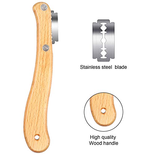 Bread Lame Knife with 10 Pieces Replaceable Blades Wooden Handle Lame Slashing Tool and 2 Pieces Dough Scoring Knife with Plastic Protective Cover for Making Bread Tool