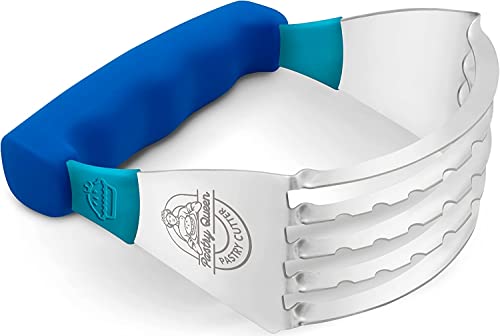 PASTRY QUEEN Pastry Cutter, Perfect Flaky Pie Crust, Dishwasher Safe Dough Blender, Easy Grip Handle & Stainless Steel Blades