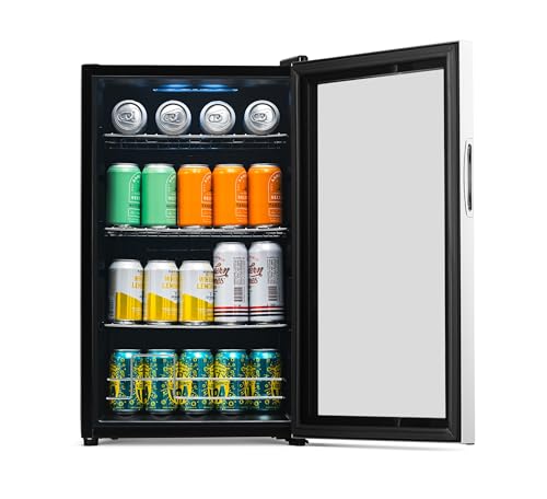 NewAir Small Cooler 2.4 Cu. Ft. Mini Fridge for Bedroom in Stainless Steel, 100 Can Capacity Beverage Refrigerator with 5 Custom Temperature Settings for Beer, Wine, Soda, and Cooler Drinks