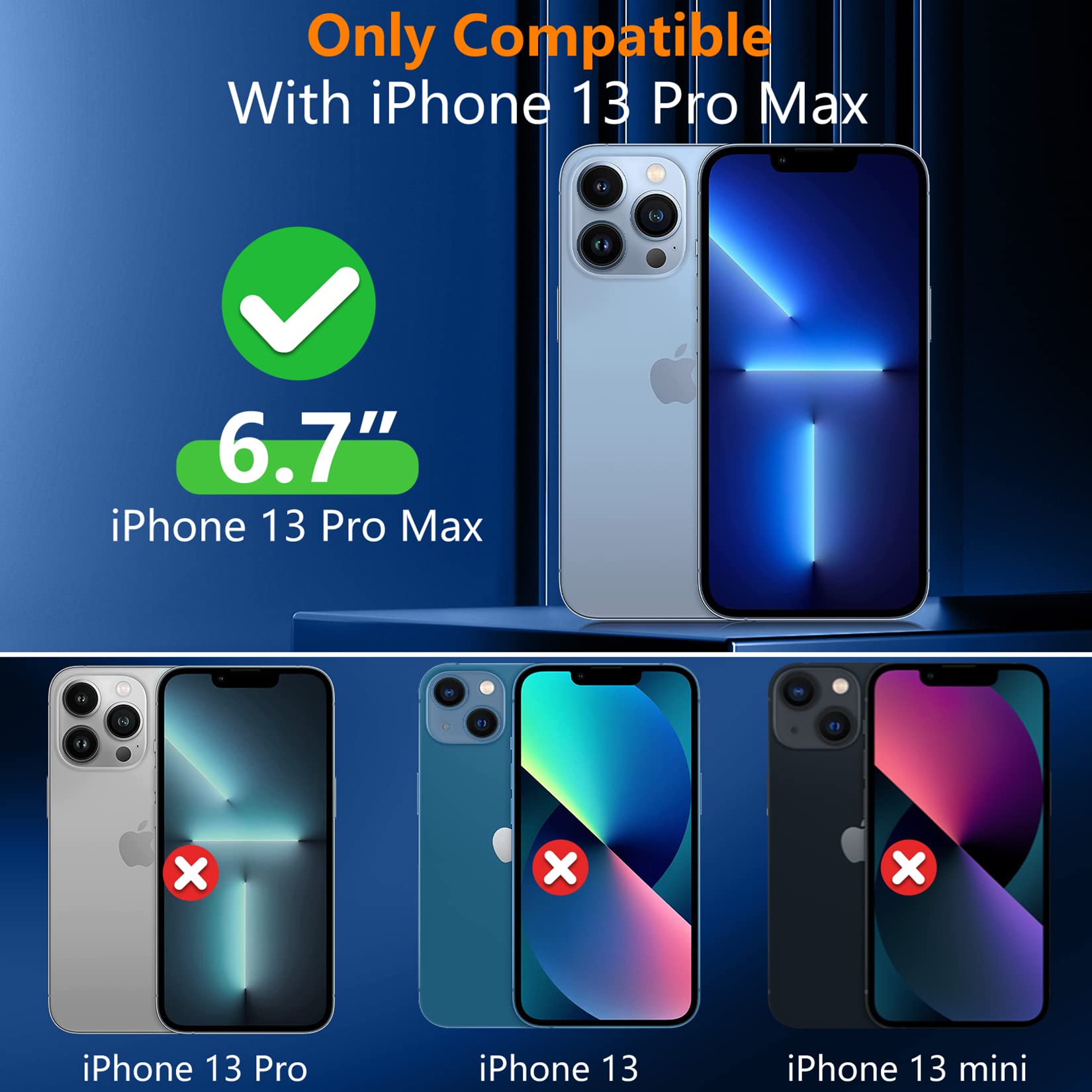 SPIDERCASE Designed for iPhone 13 Pro Max Case, [Crystal Clear Not Yellowing],with 2 Pcs [Tempered Glass Screen Protectors+Camera Lens Protectors] Slim Thin Phone Case, Clear
