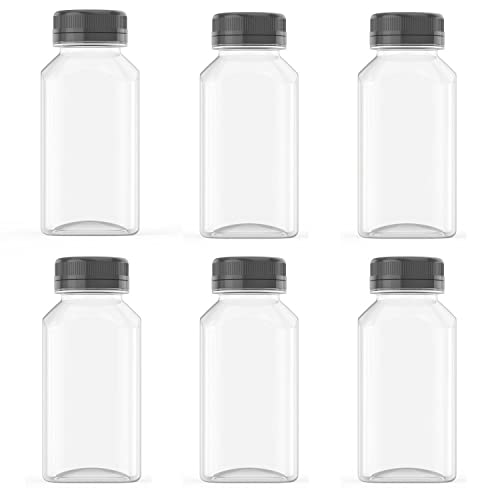 AQSXO 6 Pcs 4 OZ Plastic Juice Bottles, Plastic Milk Bottles, for Juice, Milk and Other Beverages.