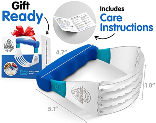 PASTRY QUEEN Pastry Cutter, Perfect Flaky Pie Crust, Dishwasher Safe Dough Blender, Easy Grip Handle & Stainless Steel Blades
