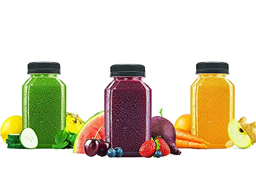 AQSXO 6 Pcs 4 OZ Plastic Juice Bottles, Plastic Milk Bottles, for Juice, Milk and Other Beverages.