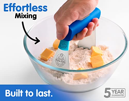 PASTRY QUEEN Pastry Cutter, Perfect Flaky Pie Crust, Dishwasher Safe Dough Blender, Easy Grip Handle & Stainless Steel Blades