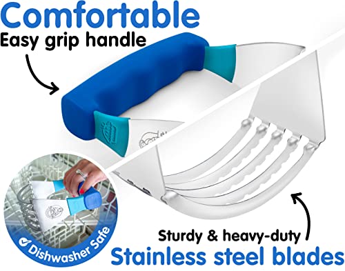 PASTRY QUEEN Pastry Cutter, Perfect Flaky Pie Crust, Dishwasher Safe Dough Blender, Easy Grip Handle & Stainless Steel Blades