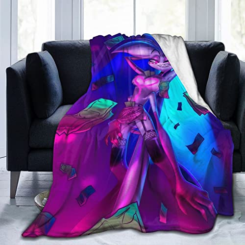Woodyotime Angel Dust Hazbin Hotel 1 Throw Blanket, Super Soft Lightweight Flannel Fleece Blankets for Bed Couch Sofa, All Season Warm Cozy Fuzzy Plush Microfiber Blanket for Hot Sleepers 60"X50"